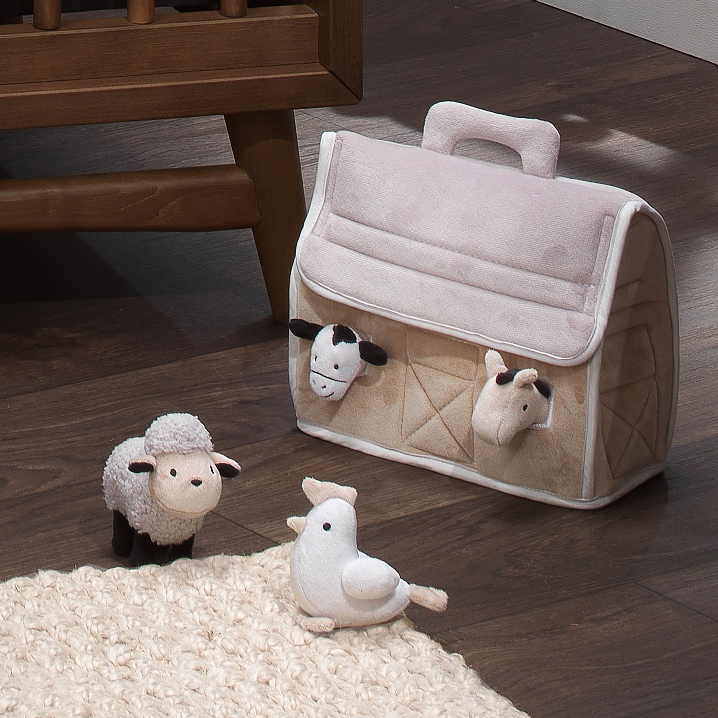 Baby Farm Plush Barn with 4 Stuffed Animals Toy - Taupe/Gray/White ...
