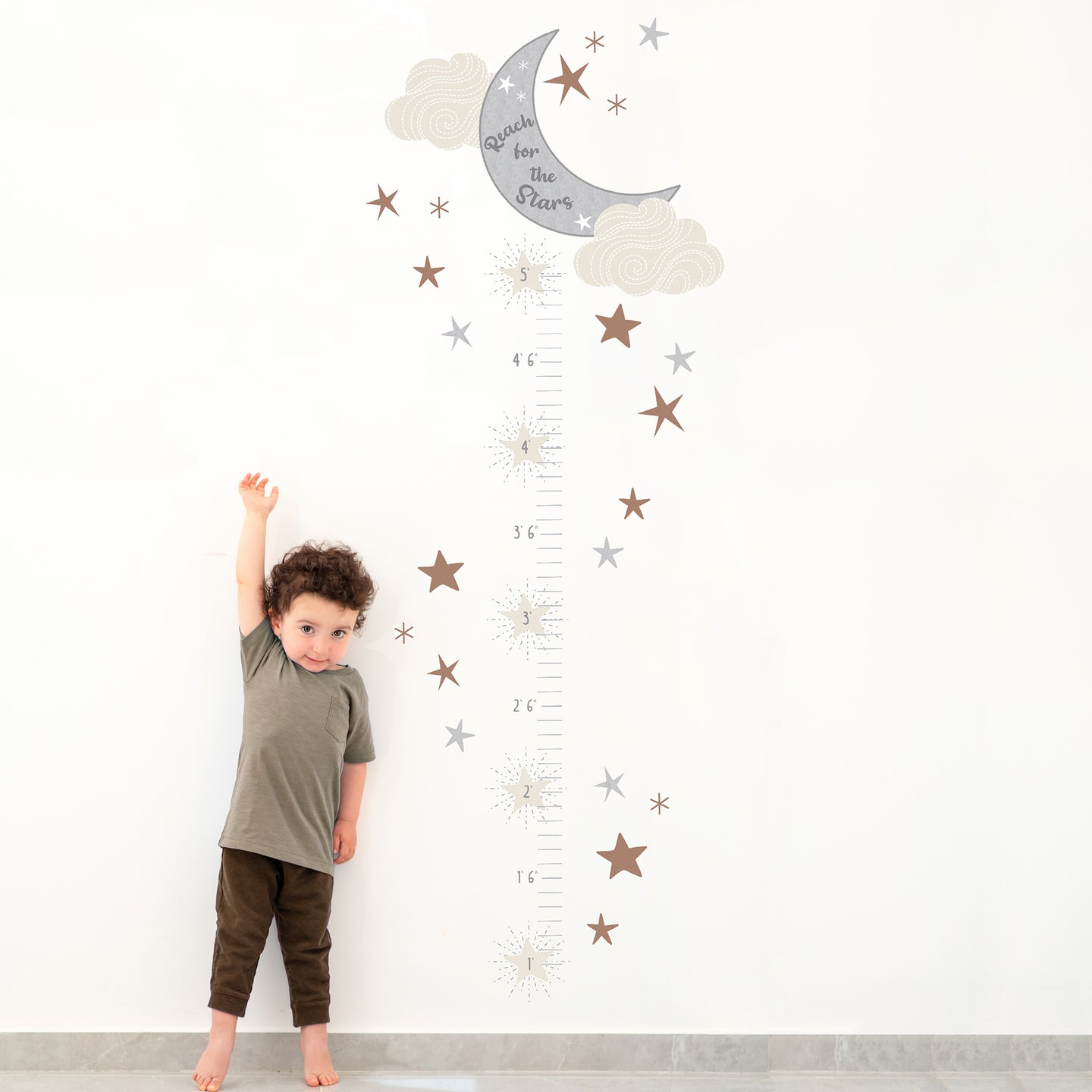 Celestial Moon & Stars Toddler/Kids Growth Chart Wall Decal/Sticker ...