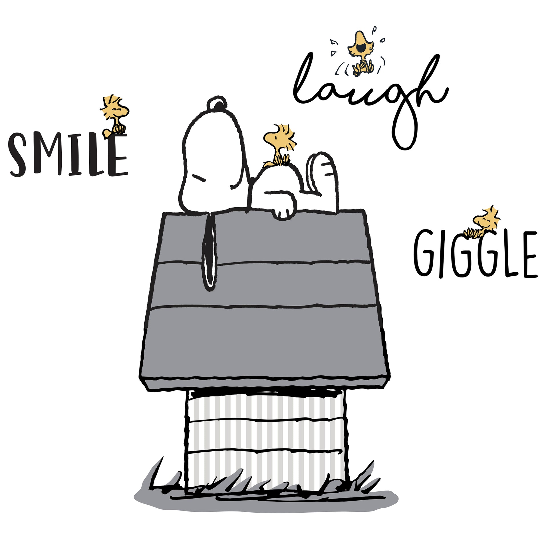 Classic Snoopy with Woodstock & Dog House Black/Gray Wall Decals ...