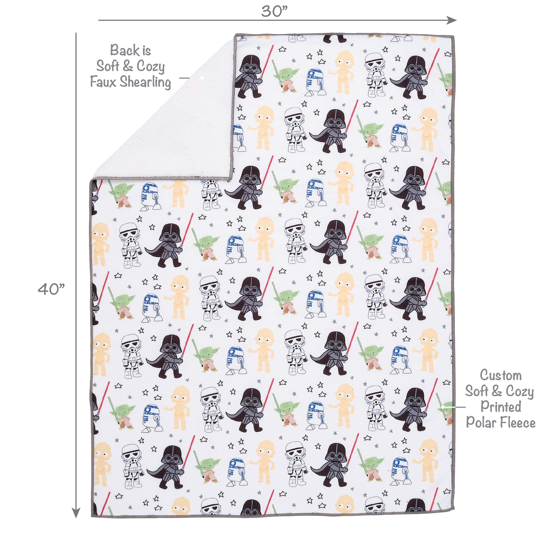 Star Wars Classic Fleece Baby Blanket - Yoda/Darth Vader/R2-D2/C-3PO ...
