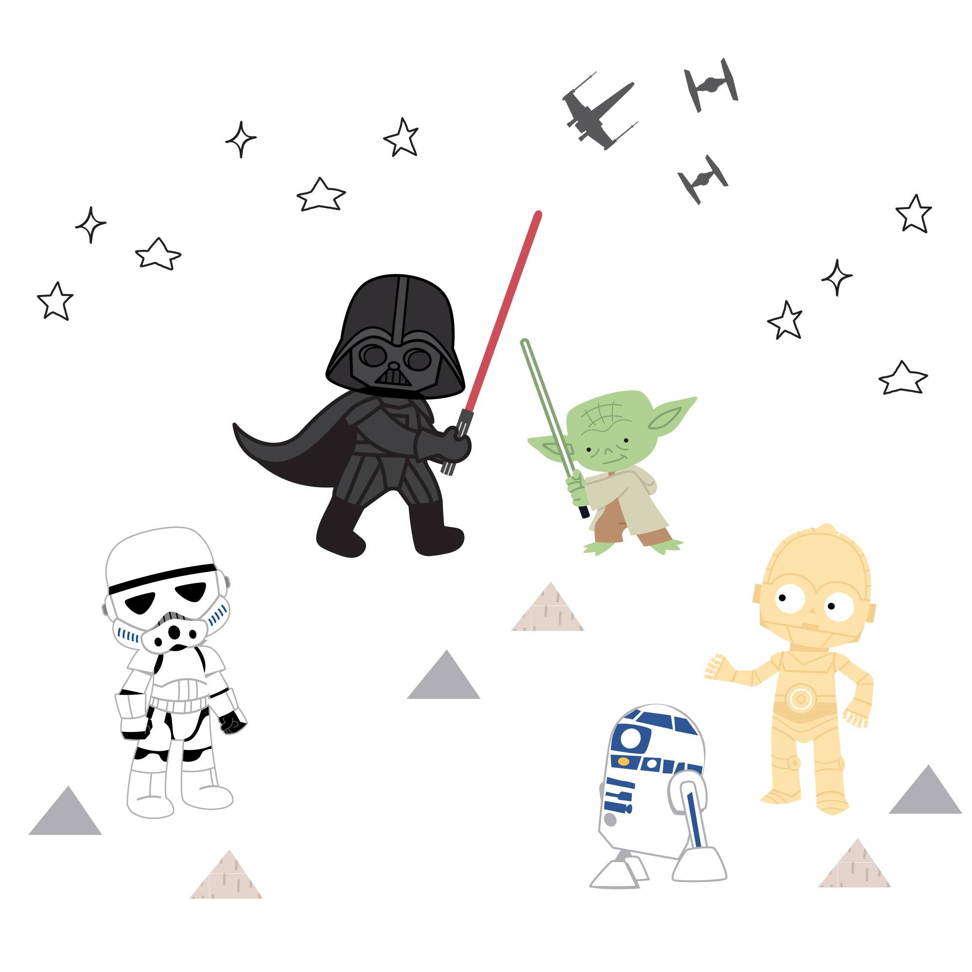 Star Wars Classic Wall Decals - Yoda, Darth Vader, R2-D2, C-3PO – Lambs ...
