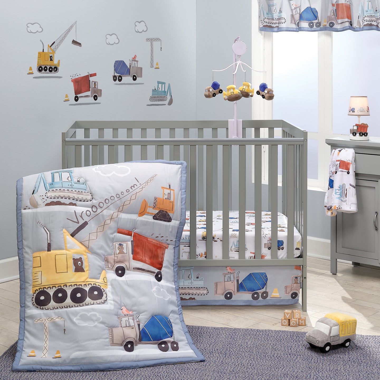 Construction Zone 3-Piece Trucks Nursery Baby Crib Bedding Set – Lambs ...