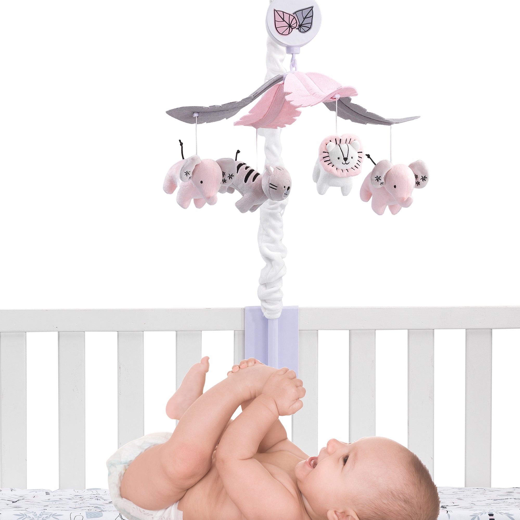 Happy Jungle Musical Baby Crib Mobile Safari Animals Soother Toy ...