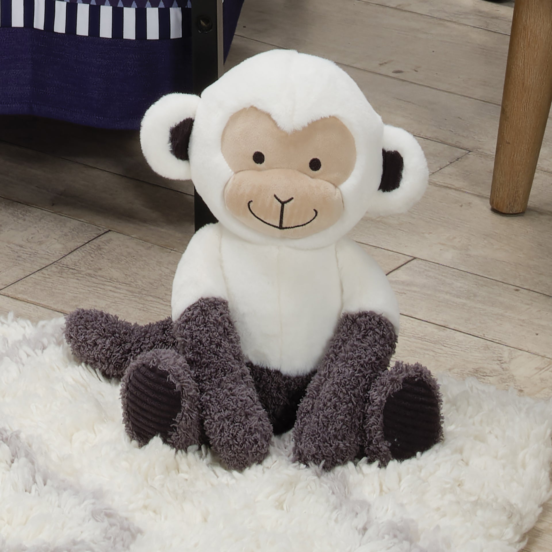Jungle Party White/Gray Plush Monkey Stuffed Animal Toy - Charlie ...