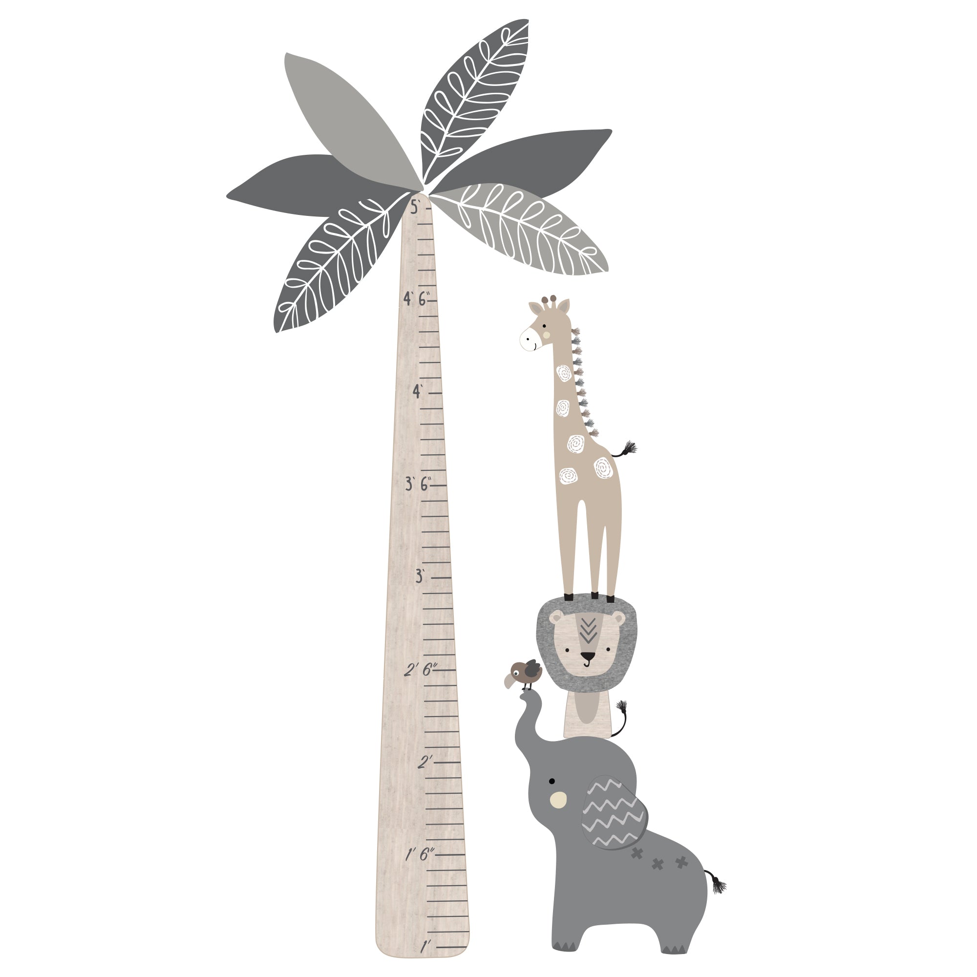 Jungle Safari Tree with Animals Kids Growth Chart Wall Decals – Lambs & Ivy