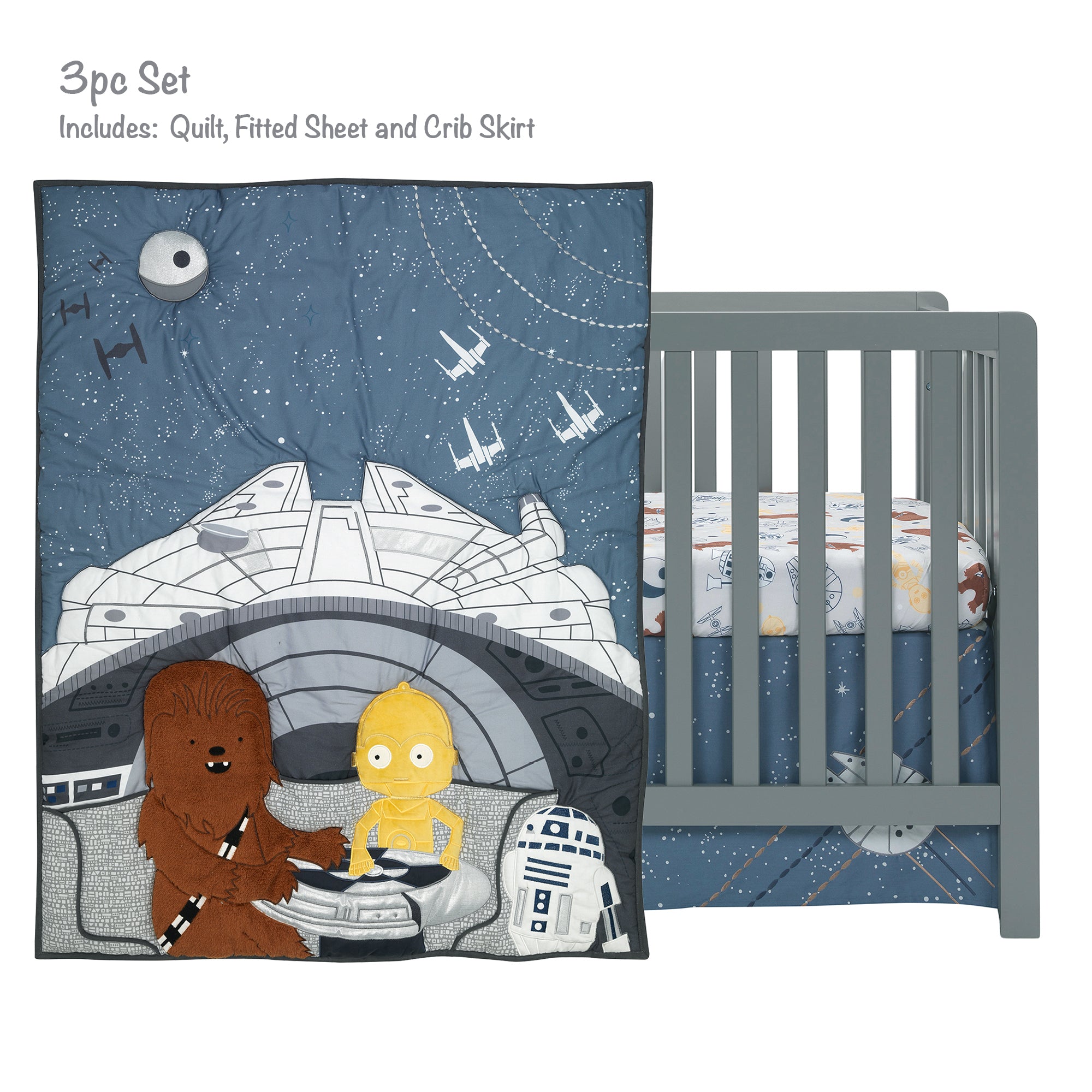Star Wars Millennium Falcon 3-Piece Crib Bedding Set – Lambs & Ivy