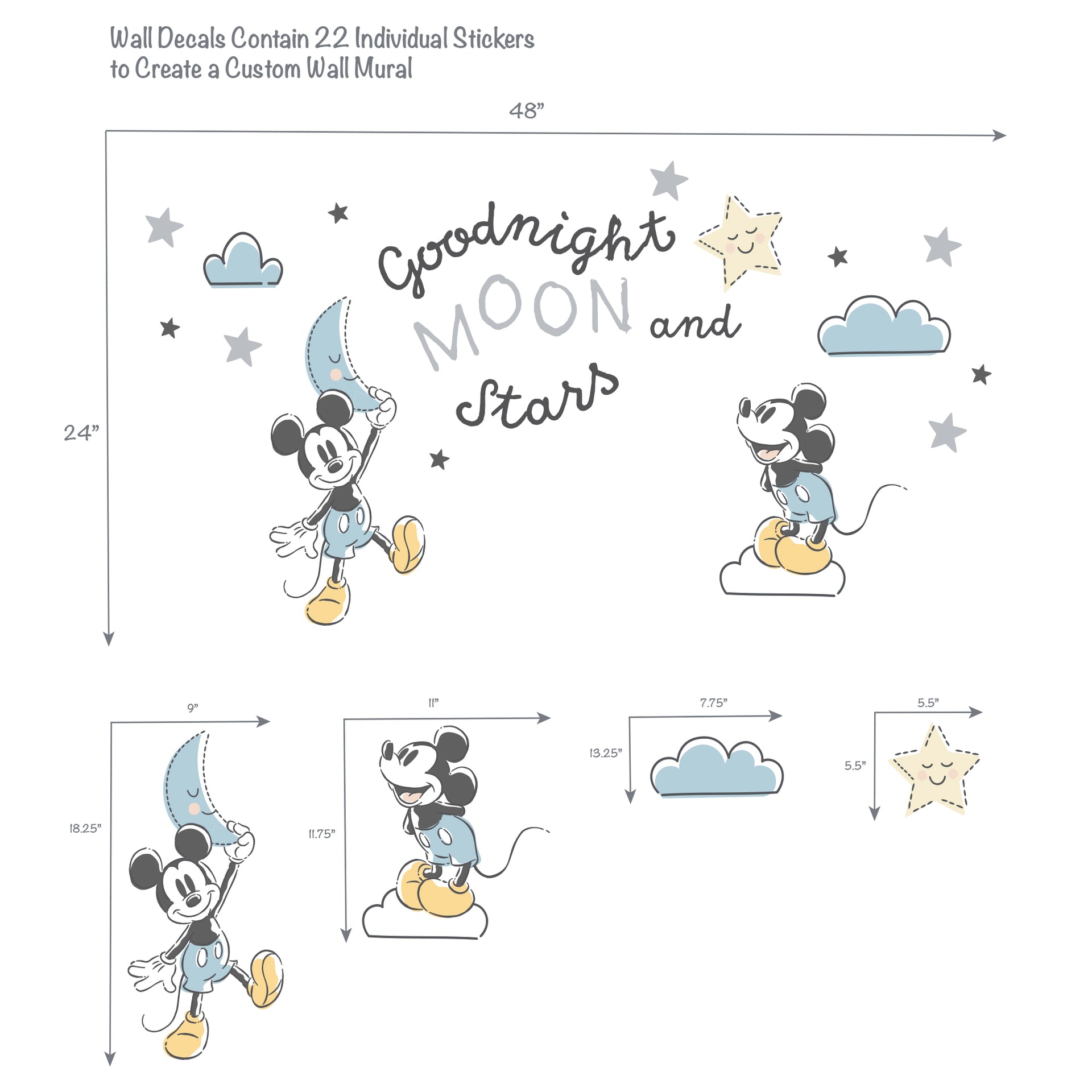 Moonlight Mickey Wall Decals – Lambs & Ivy