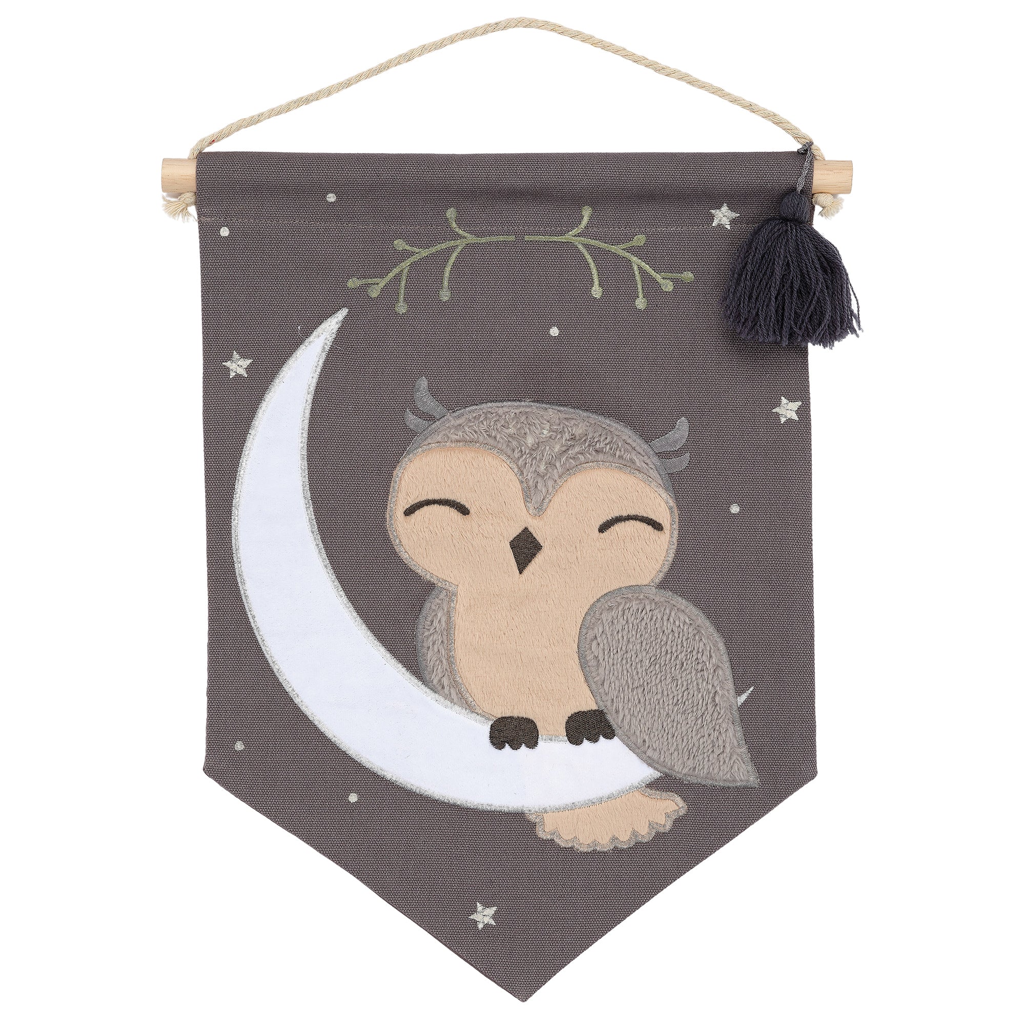 Owl Canvas Banner Nursery Wall Art / Wall Hanging - Gray – Lambs & Ivy
