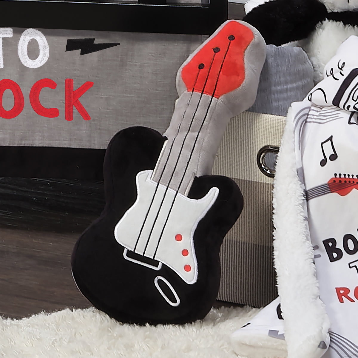 Rock Star Plush Guitar Instrument Stuffed Toy - Gray/Black – Lambs & Ivy