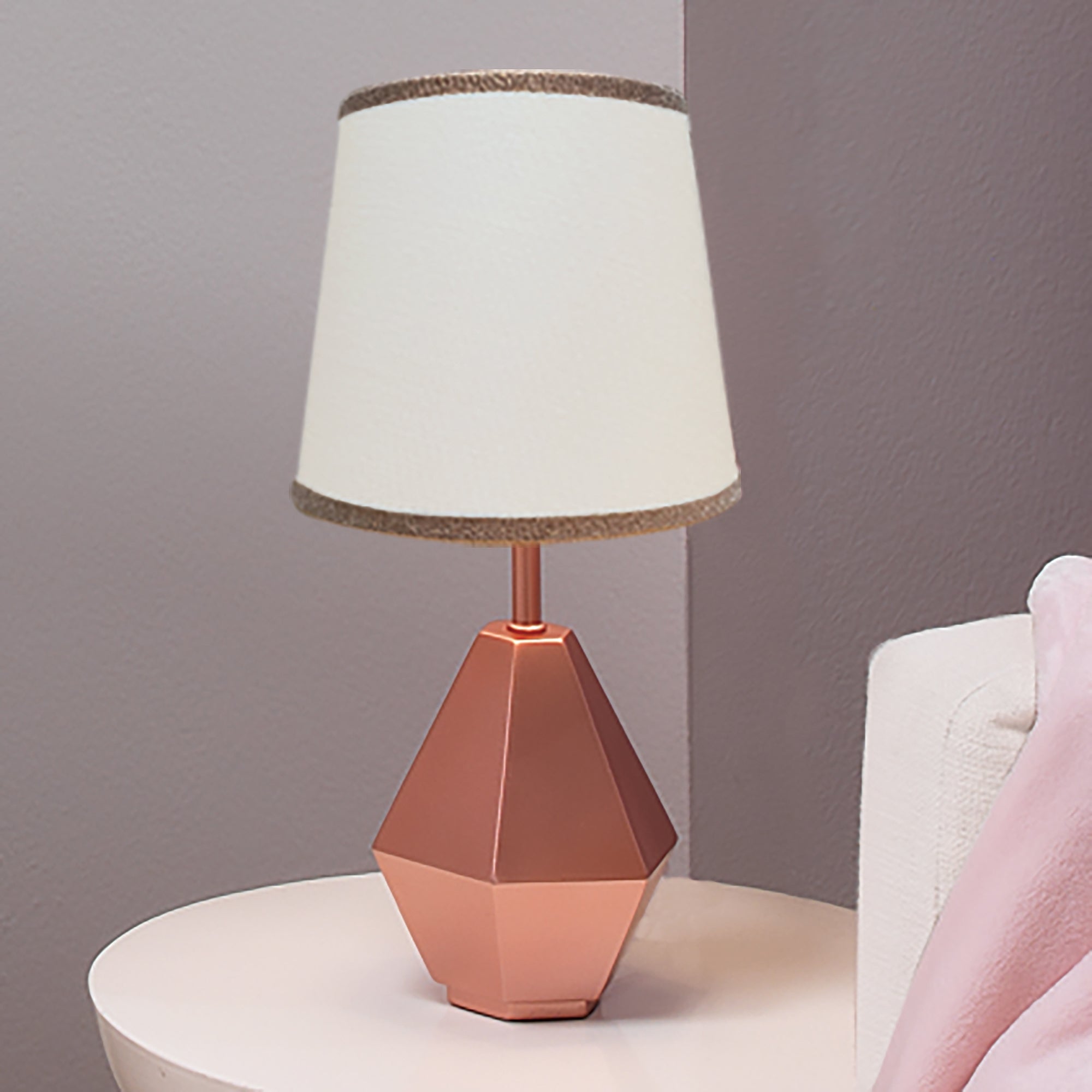 Rose Gold Modern Hexagon Nursery Lamp with Shade & Bulb – Lambs & Ivy