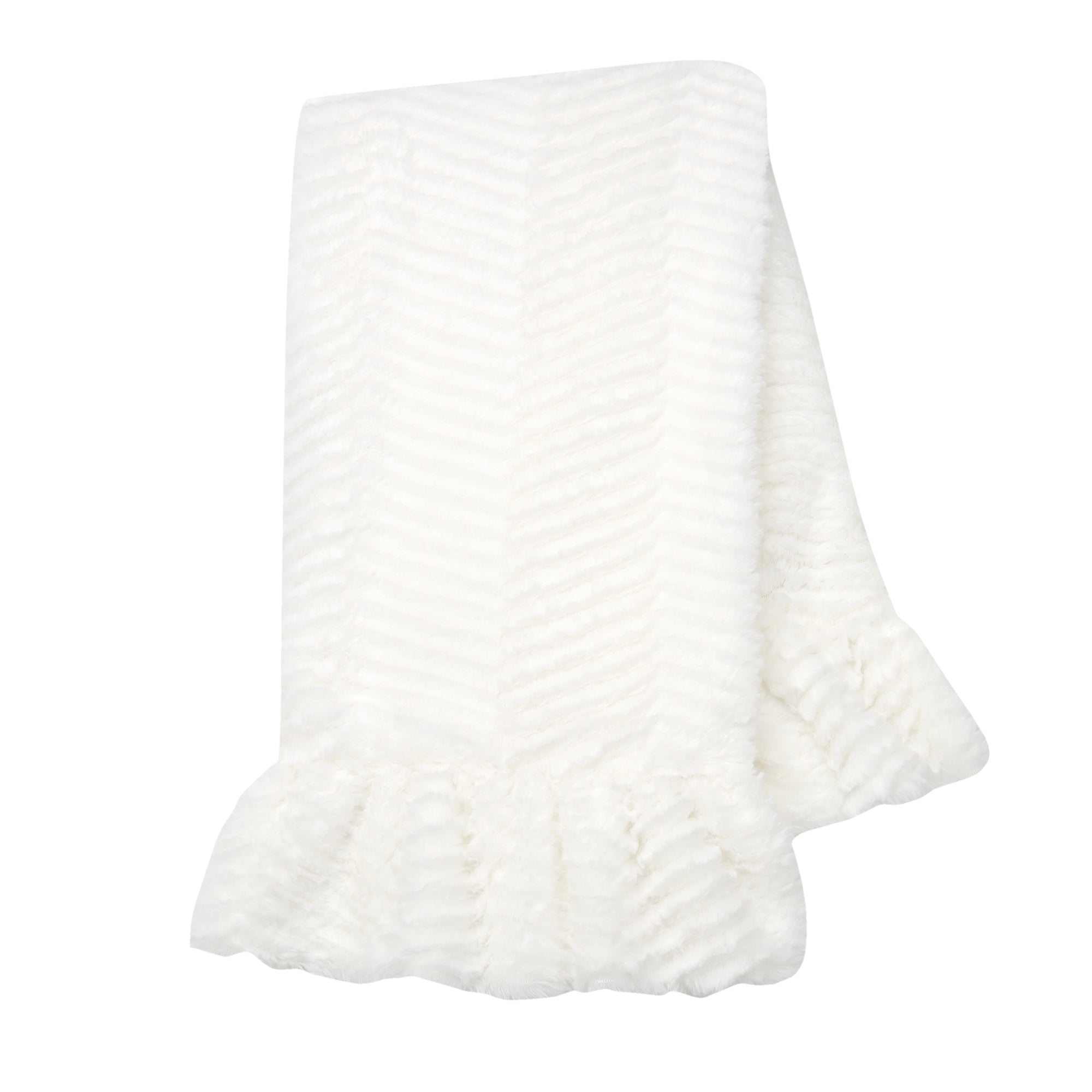 Signature White Ruffled Lux Minky/Jersey Chevron Baby Blanket – Lambs & Ivy