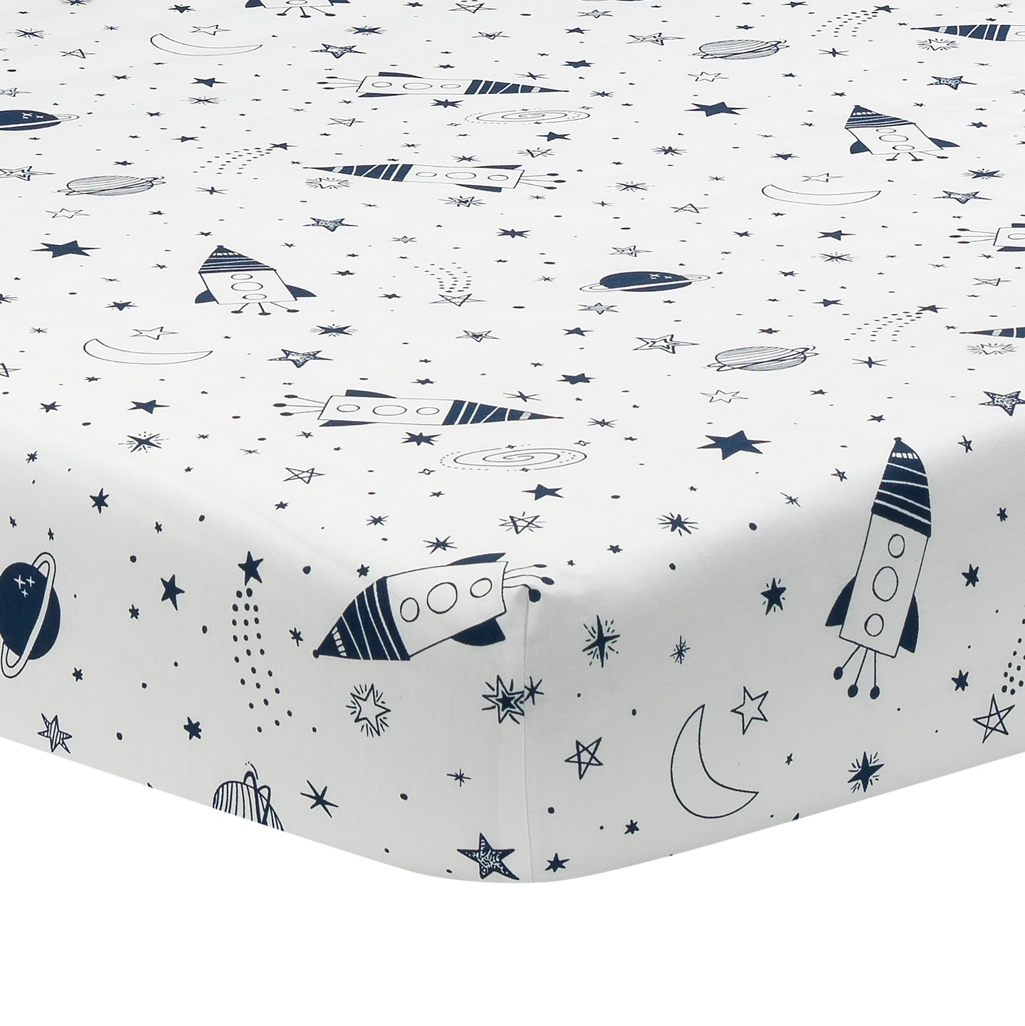 Sky Rocket 5-Piece Blue Galaxy/Space Nursery Baby Crib Bedding Set ...