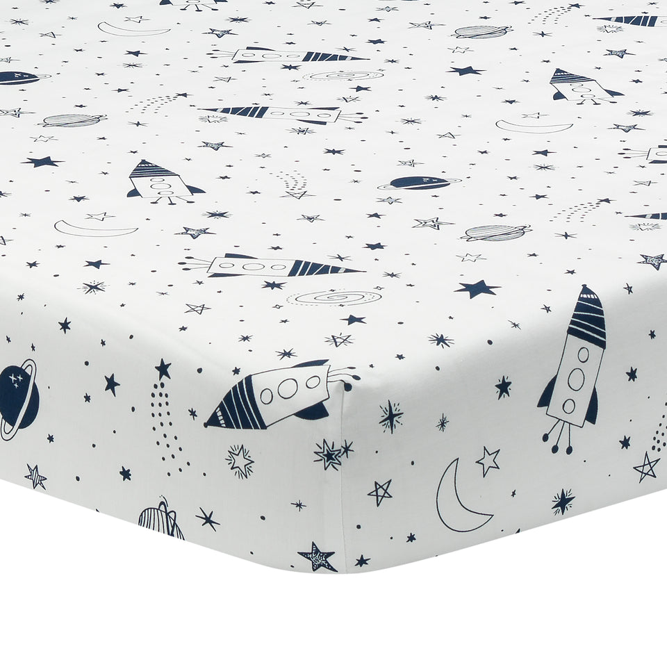Sky Rocket 5-Piece Blue Galaxy/Space Nursery Baby Crib Bedding Set ...