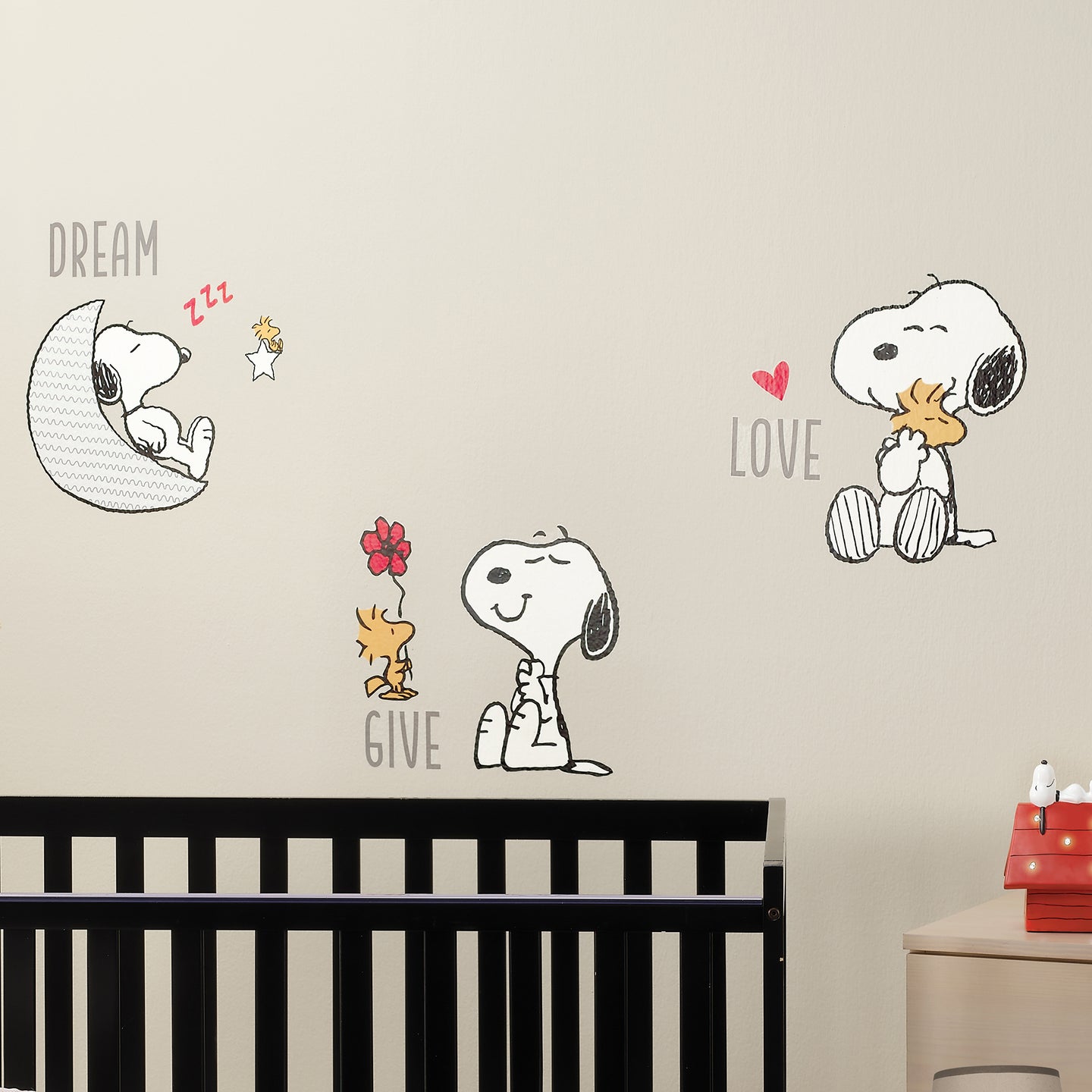 Snoopy Love Wall Decals/Stickers w/ Woodstock, Stars, & Moon – Lambs & Ivy