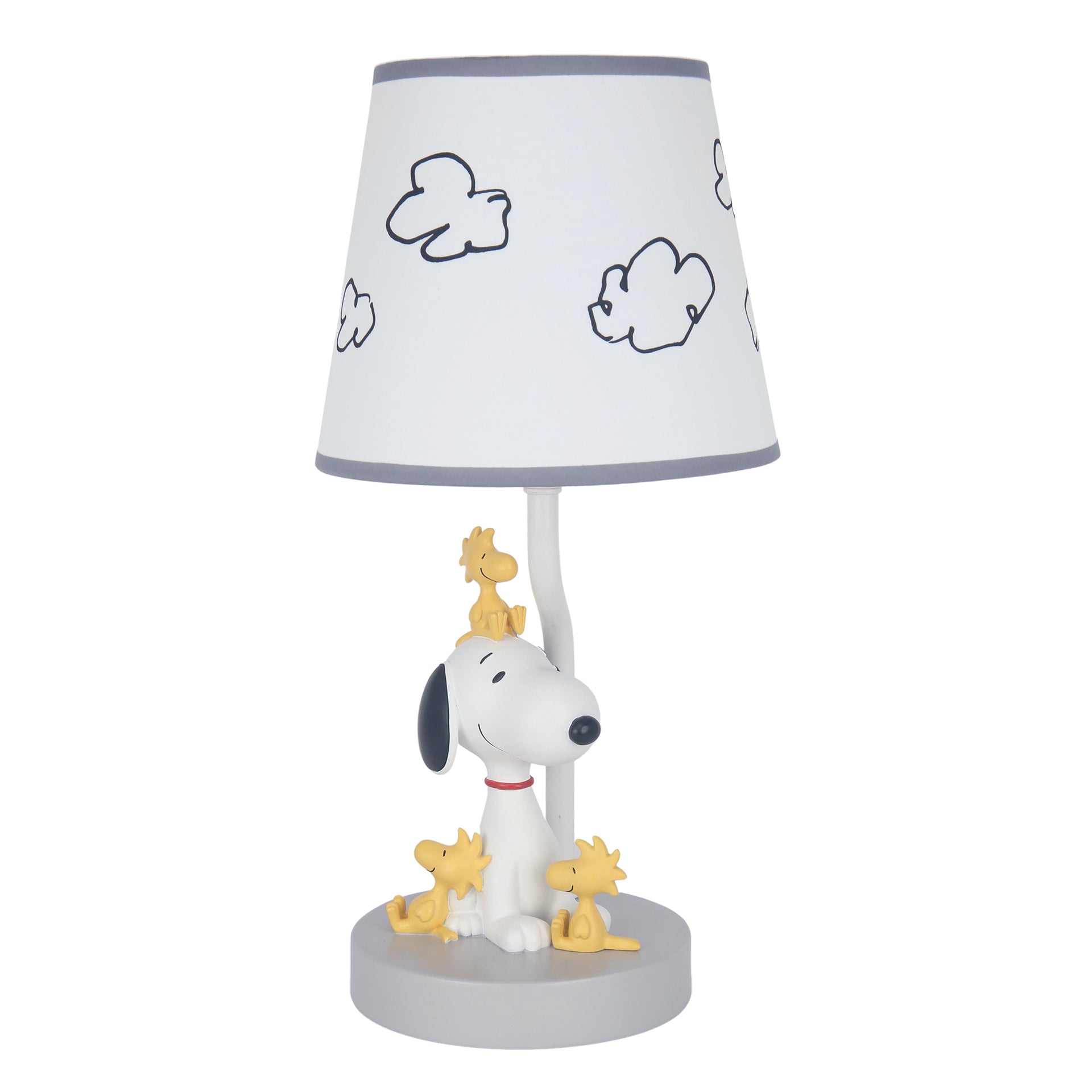 Classic Snoopy & Friends White/Gray Nursery Lamp with Shade & Bulb ...