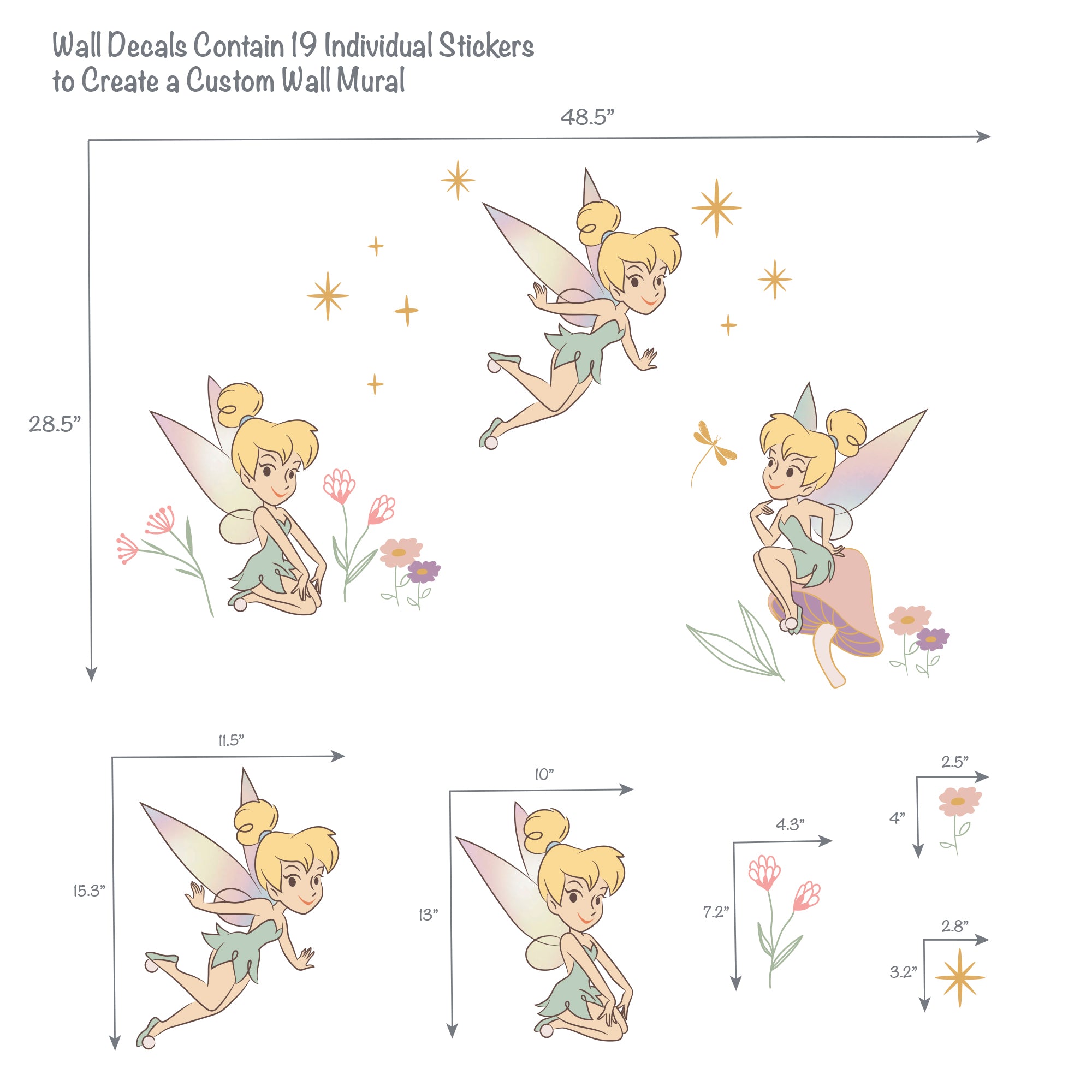 Disney Baby Tinker Bell Garden/Floral Wall Decals/Stickers – Lambs & Ivy